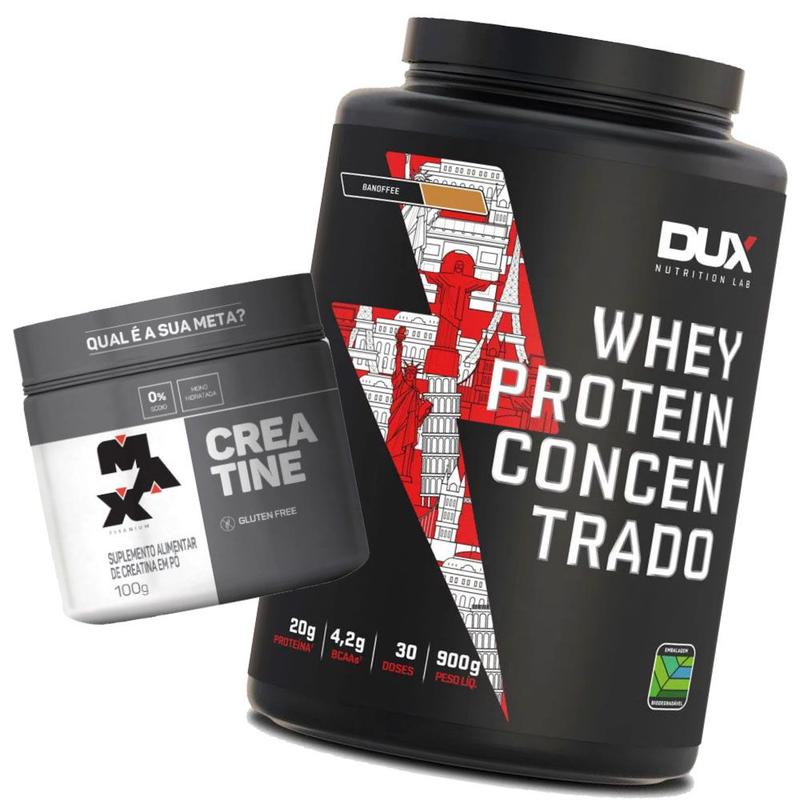 Combo whey concentrado 900g - dux + creatine 100g - max - DUX NUTRITION ...