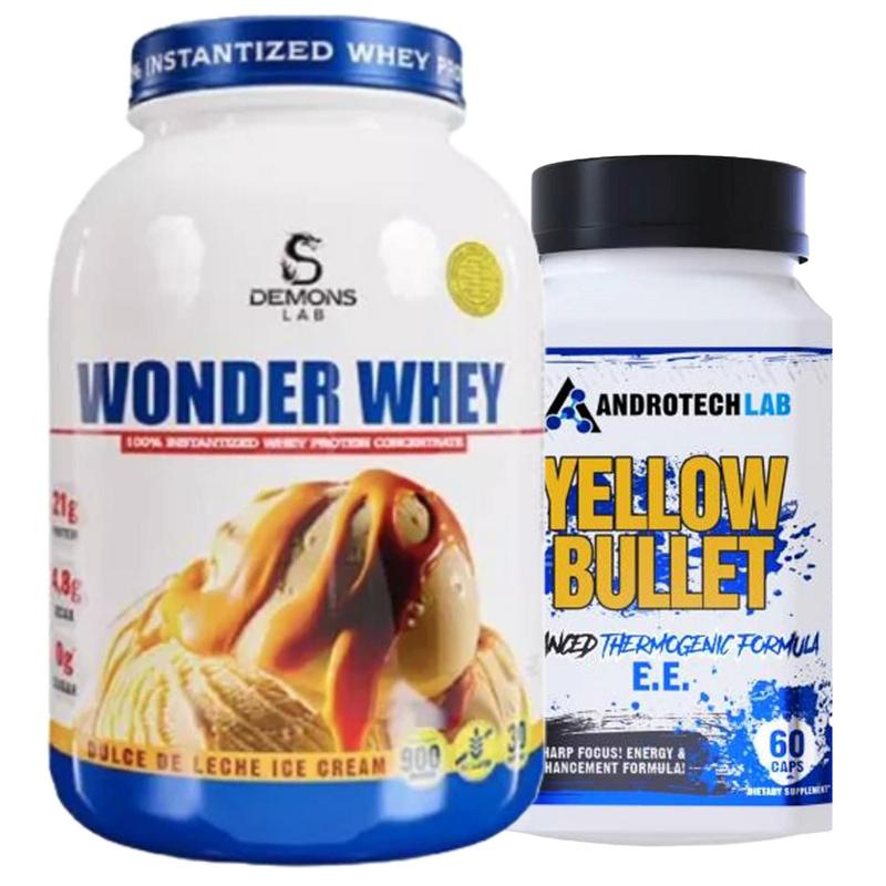 Combo whey concentrado wonder 900g (doce de leite) + termogênico yellow 60 cápsulas - Demons Lab ...