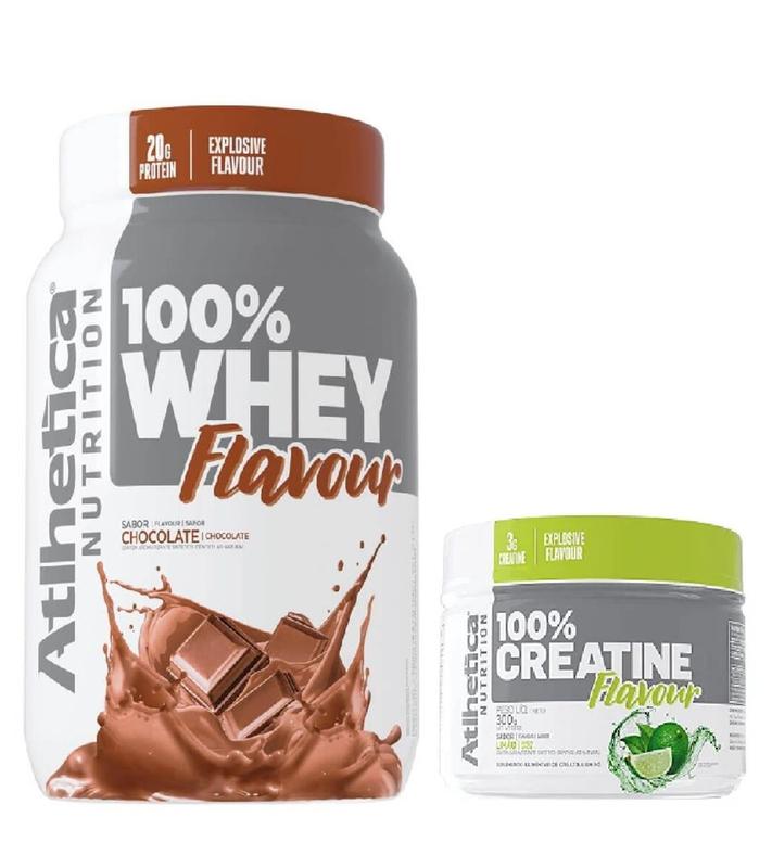 Combo Whey Flavour 900g Chocolate + 100% Creatine Flavour 300g Limão ...