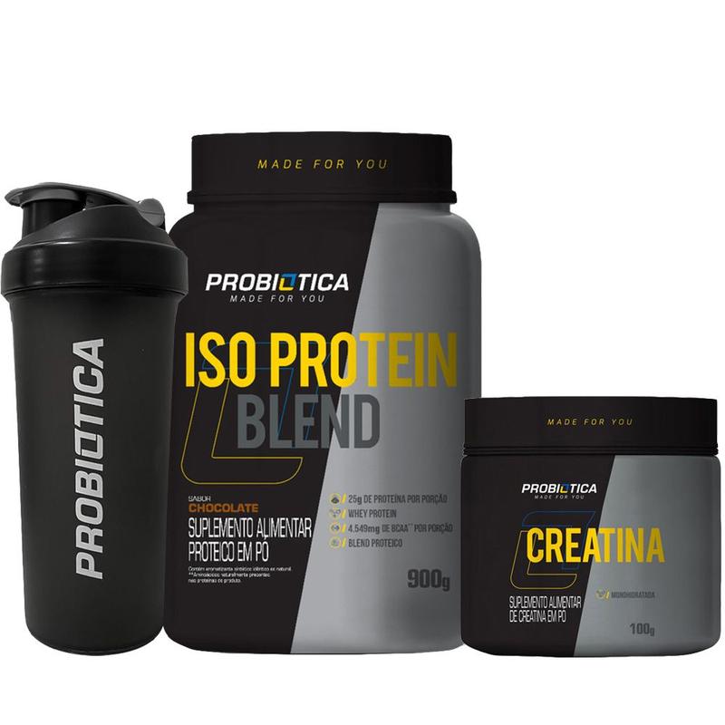 Combo Whey Iso Blend 900g E Creatina Monohidratada 100g E Coqueteleira