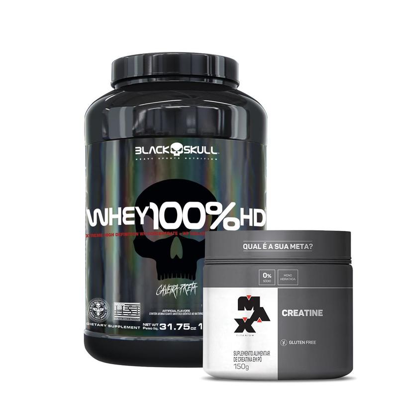 Combo Whey Protein 100%HD 3W 900g e Creatina Monohidrata 150g - Max Titanium - Whey Blend ...