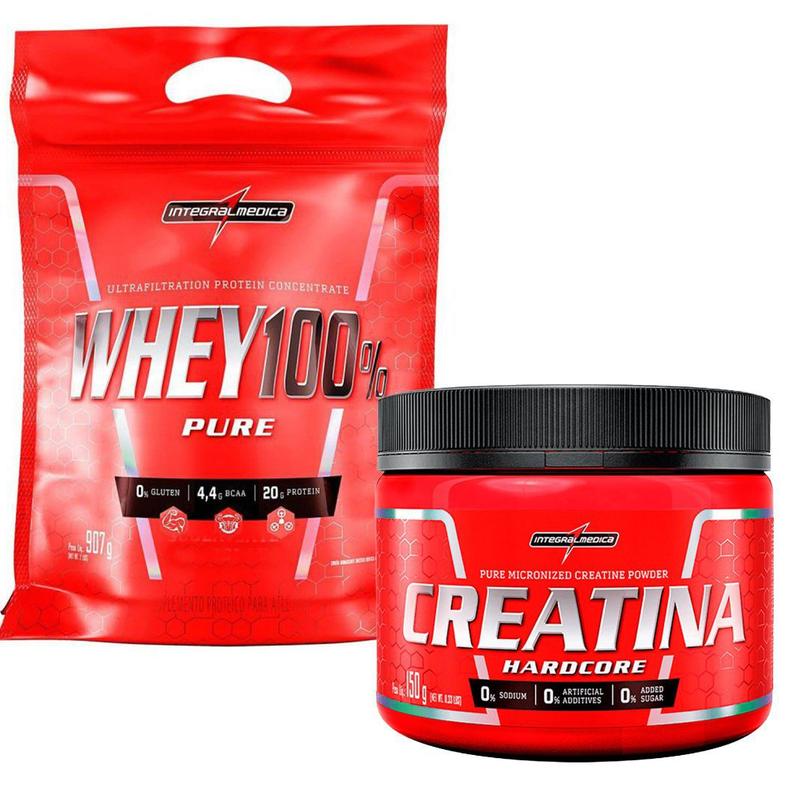 Combo Whey Protein 100% Pure Refil 907g + Creatina 150g Integralmedica ...