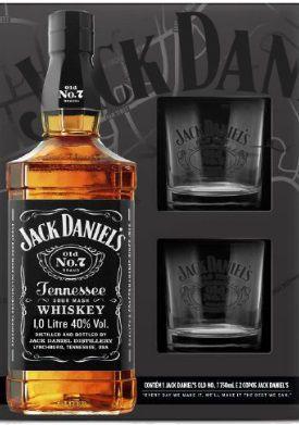 Combo Whiskey Jack Daniels 1000ml + 2 Copos de Vidro Jack Daniels ...
