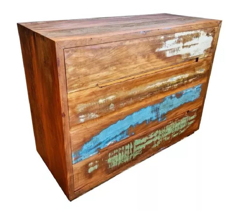 Cômoda Berlim Grande 1,10 m 4 Gavetas Madeira Demolição Peroba Rosa ...