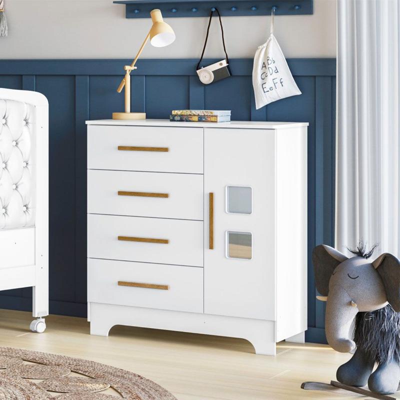 Cômoda com 01 Porta e 04 Gavetas 100% MDF Fly Branco - TIGUS - Cômoda ...