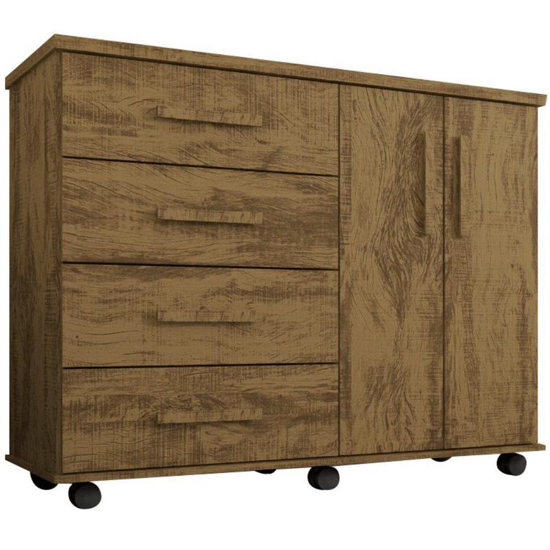 Cômoda Geval Encanto com 04 gavetas 02 portas e rodízios - Canela ...