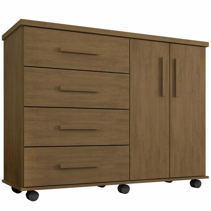 Cômoda Geval Encanto com sapateira 4 gavetas 2 portas e pés com ...