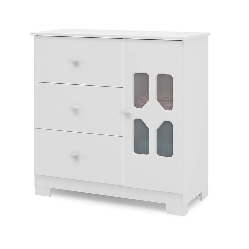 Cômoda New Cristal 3 Gavetas 1 Porta Branco Alto Brilho - Móveis Canaã - Cômoda - Magazine Luiza