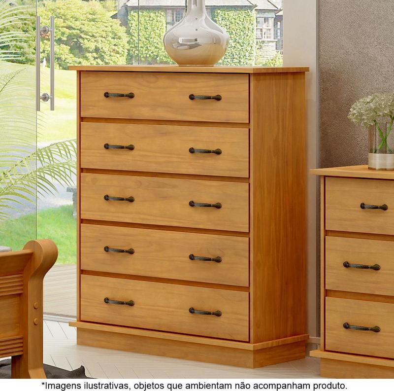 Cômoda para Quarto 5 Gavetas em Madeira Maciça Júlia Mel - Straub Web ...