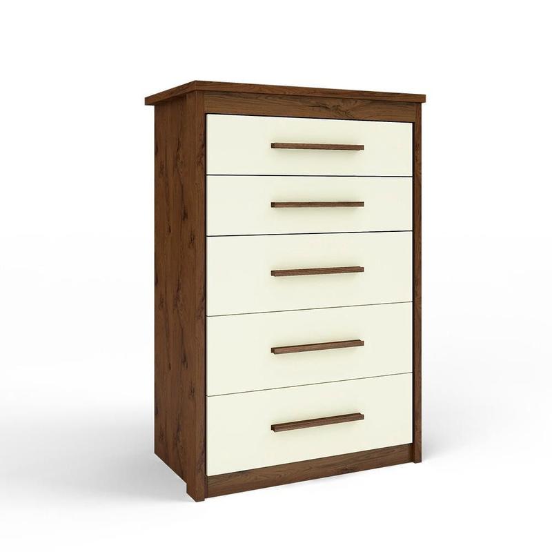 Comoda Pequena 5 Gavetas Capuccino Off White Elegance Batrol - Cômoda ...