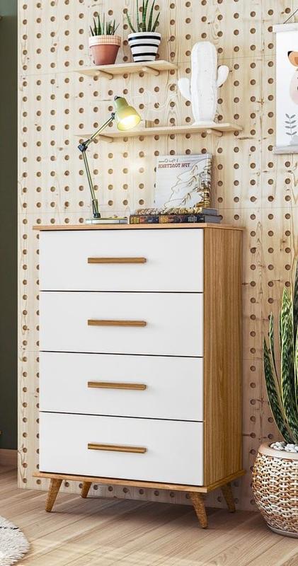 Cômoda Retrô Lunare 4 gavetas - Straso Móveis - Cômoda - Magazine Luiza