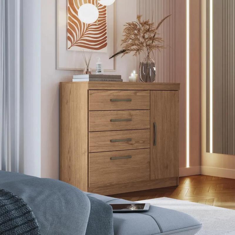 Cômoda Rubi Castro 4 Gavetas e 1 Porta Macadâmia - Moveis Castro ...