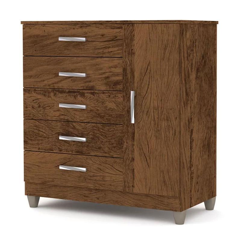 Comoda Vila Rica Line 1 Porta 5 Gavetas Imbuia Rustico - Cômoda ...