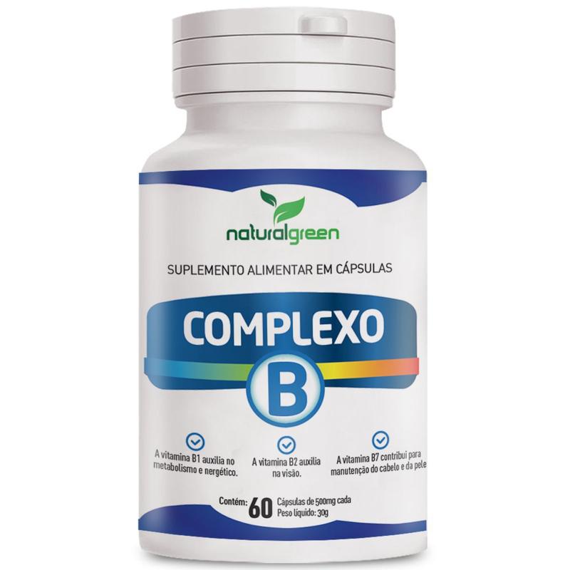 Complexo B 500mg B1 B2 B3 B5 B6 B9 B7 B12 60 Cápsulas Natural Green ...
