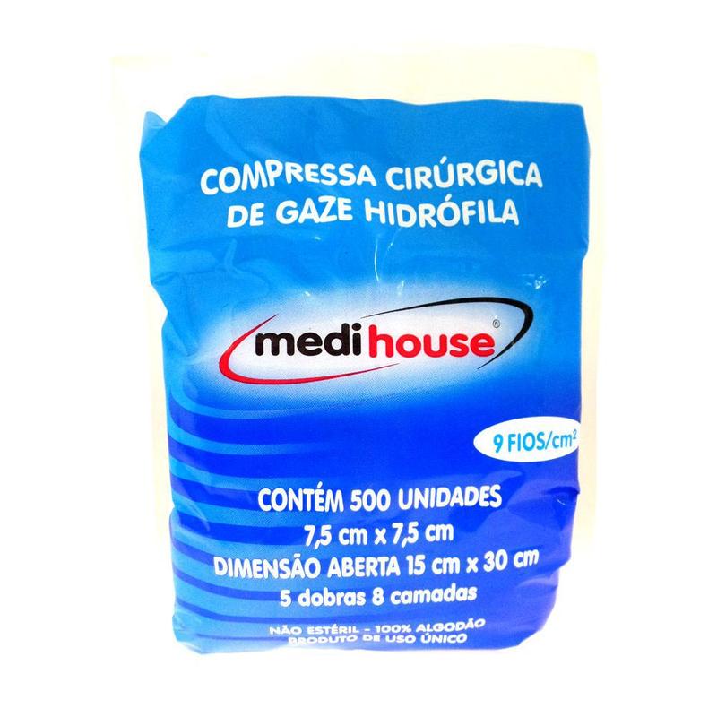 Compressa De Gaze Cirúrgica Hidrofila 9 Fios com 500 - Kit 2 - Medi house - Gaze - Magazine Luiza