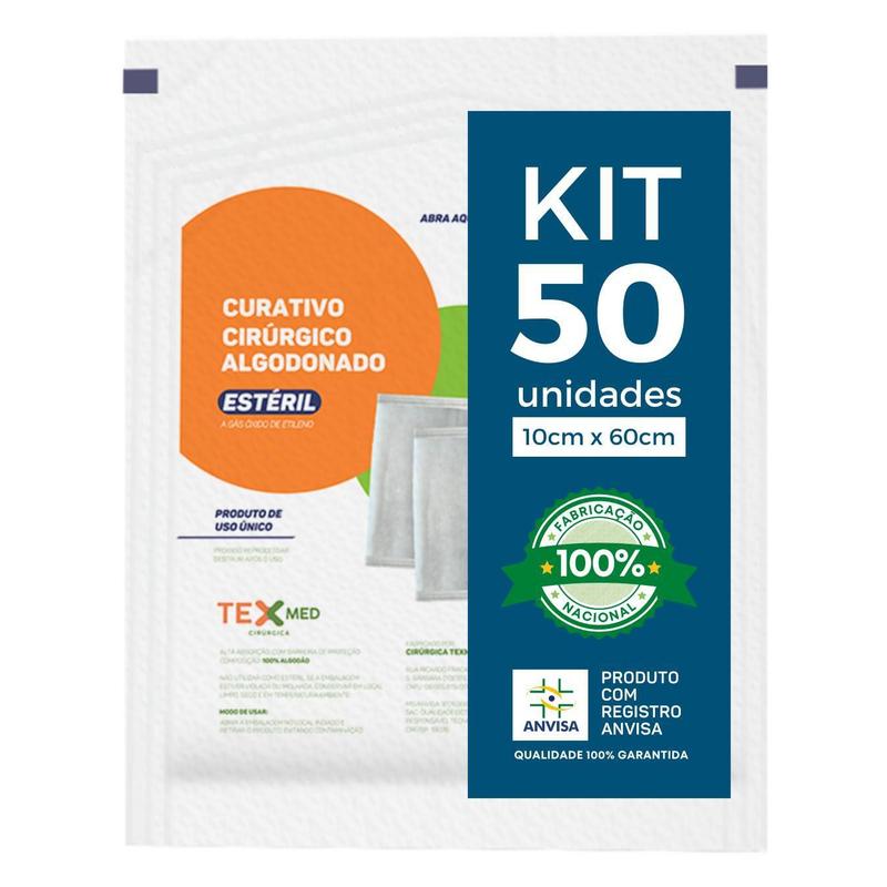Compressa Estéril de Ge Algodonada Texmed 10x60cm 50 unid - Gaze ...