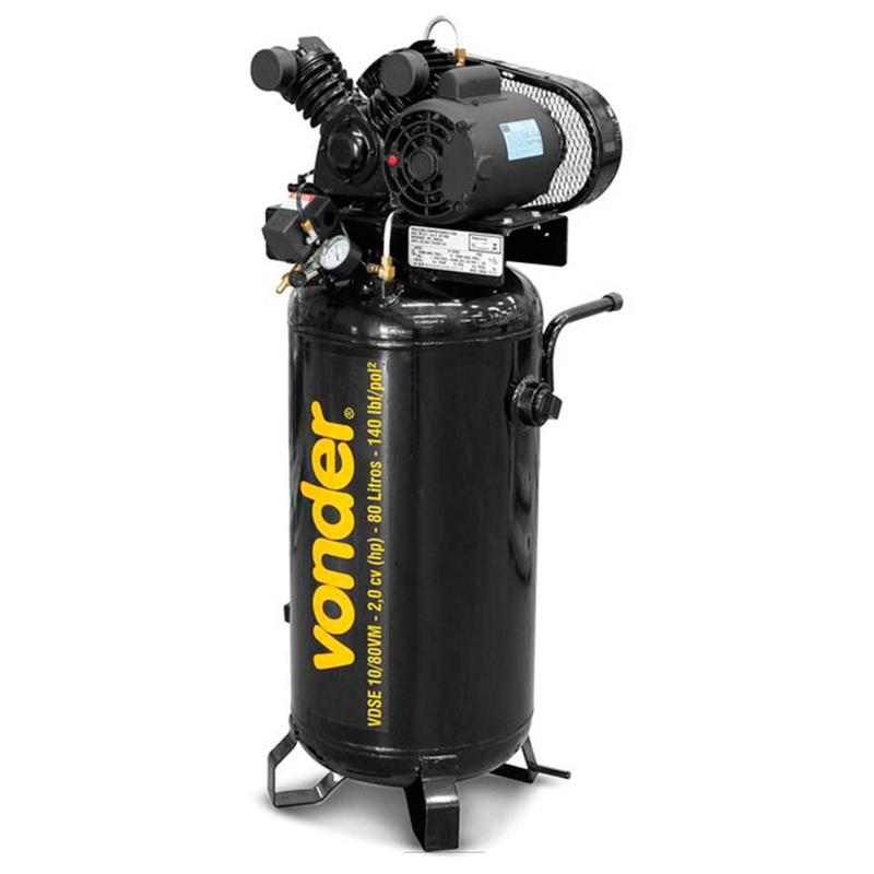 Compressor de Ar 10 Pés 80 Litros Monofásico Bivolt 2 HP Pneus Pintura ...