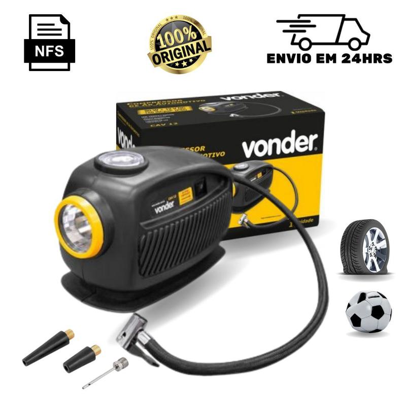 Compressor de Ar Portátil 12V C/ Lanterna Vonder CAV12 Preto ...