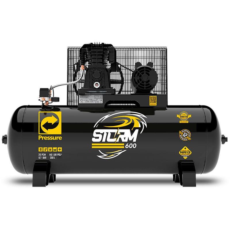 Compressor de Ar Storm 600 Trifásico 20 Pés 200 Litros 220/380V ...