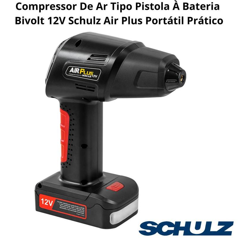 Compressor De Ar Tipo Pistola À Bateria Bivolt 12V Schulz Air Plus ...