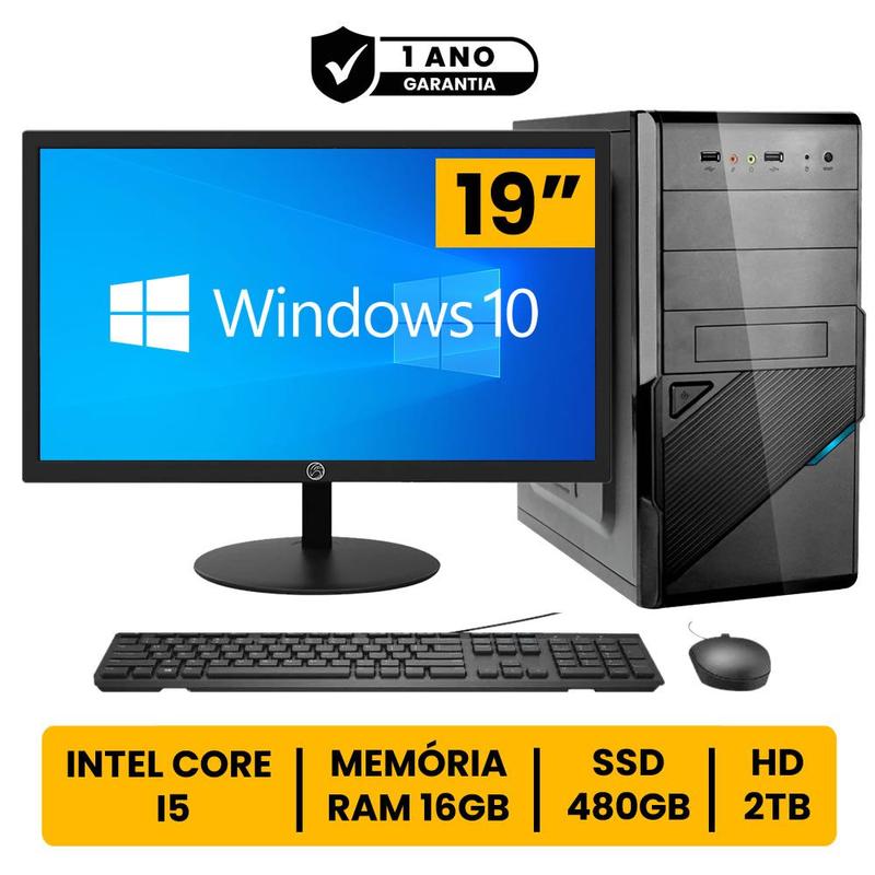 Computador Completo Intel Core I5 16gb Ssd 480gb Hd 2tb Monitor Led 19 ...