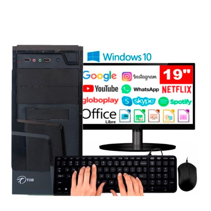 Computador Completo Pc Cpu Monitor 19" Intel Core i3 VGA 4GB SSD 120GB ...