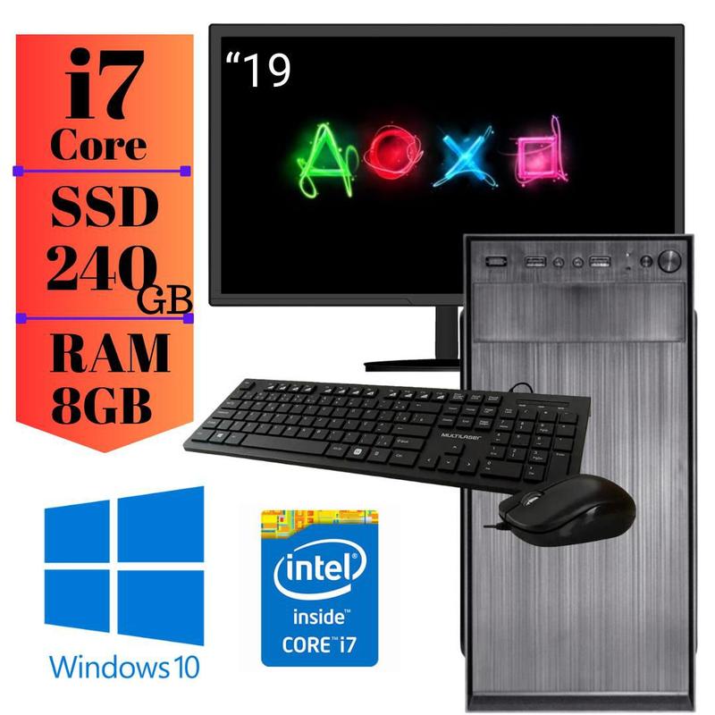 Computador Desktop Completo Intel Core i7 SSD 240GB 8GB Memoria Ram ...