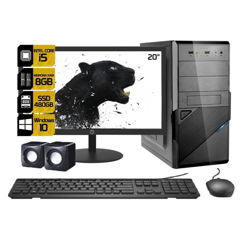 Computador Flex Computer Intel Core i5 8GB SSD 480Gb Com Kit Monitor 19 ...