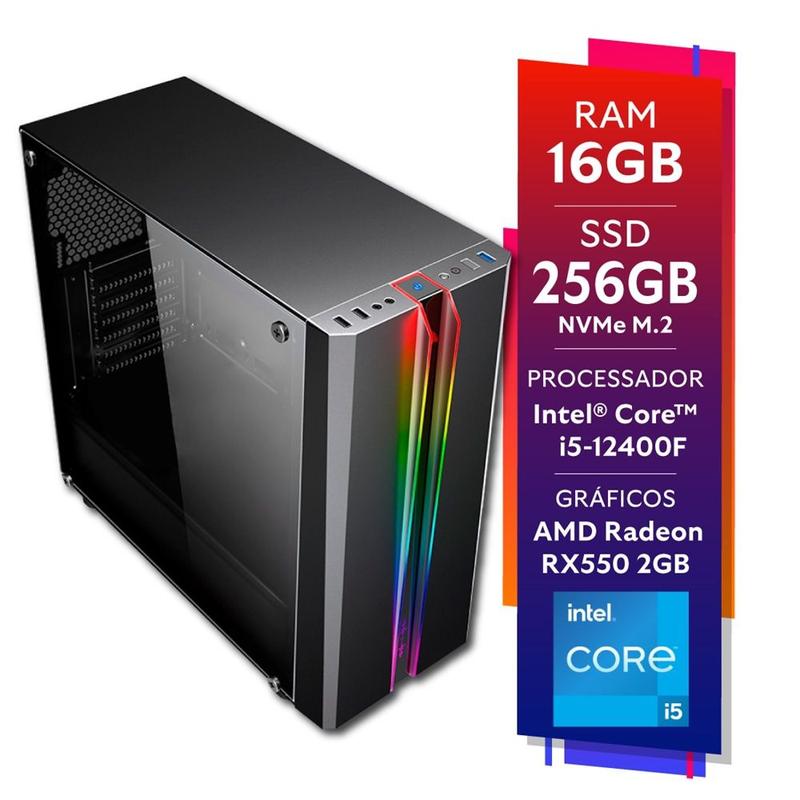 Computador Gamer Intel Core i5 12400F 16GB SSD 256GB RX 550 2GB CertoX ...