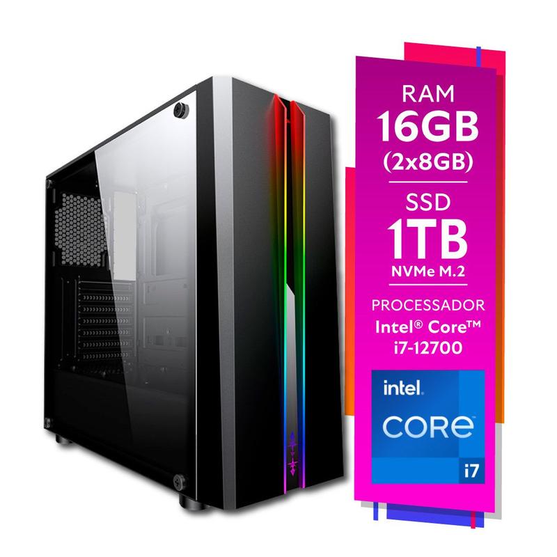 Computador Gamer Intel Core i7 12700 16GB (2x8GB) SSD 1TB Intel UHD 770 ...