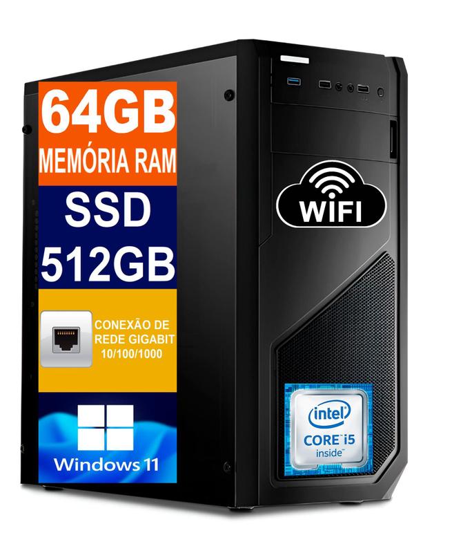 Computador Intel Core I5 6500, 64GB De Memória RAM DDR4, SSD 512GB M2 ...