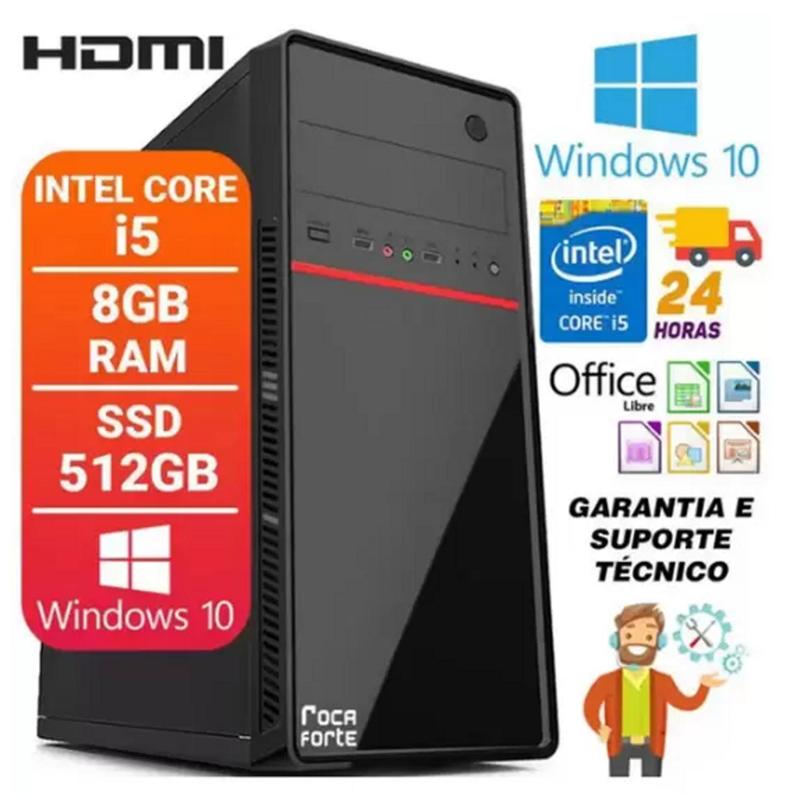 Computador Intel Core i5 8GB SSD 512GB Hdmi Windows 10 Desktop Pc Cpu ...