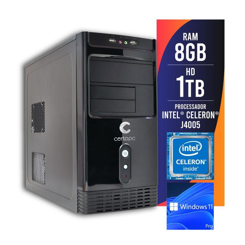 Computador Intel Dual Core J4005 8GB HD 1TB Windows 11 PRO Certo PC FIT II 040 - CPU - Magazine ...