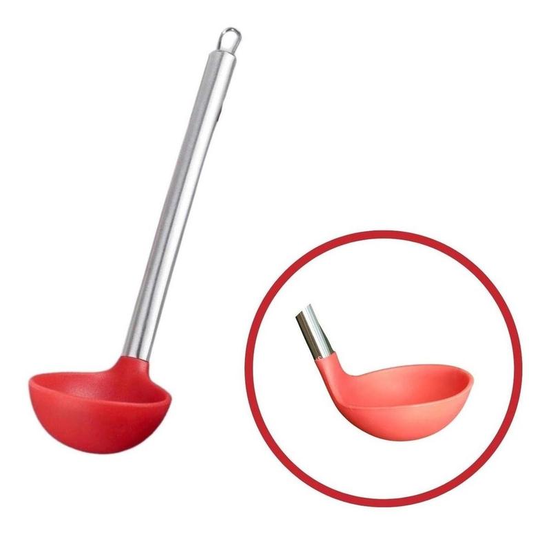 Concha De Silicone Com Cabo De Inox Sopa Feijão Cozinha - IMP - Concha ...