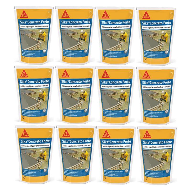 Concreto Forte 1 Litro Sika Aditivo Plastificante 12 Unidades - Aditivo ...