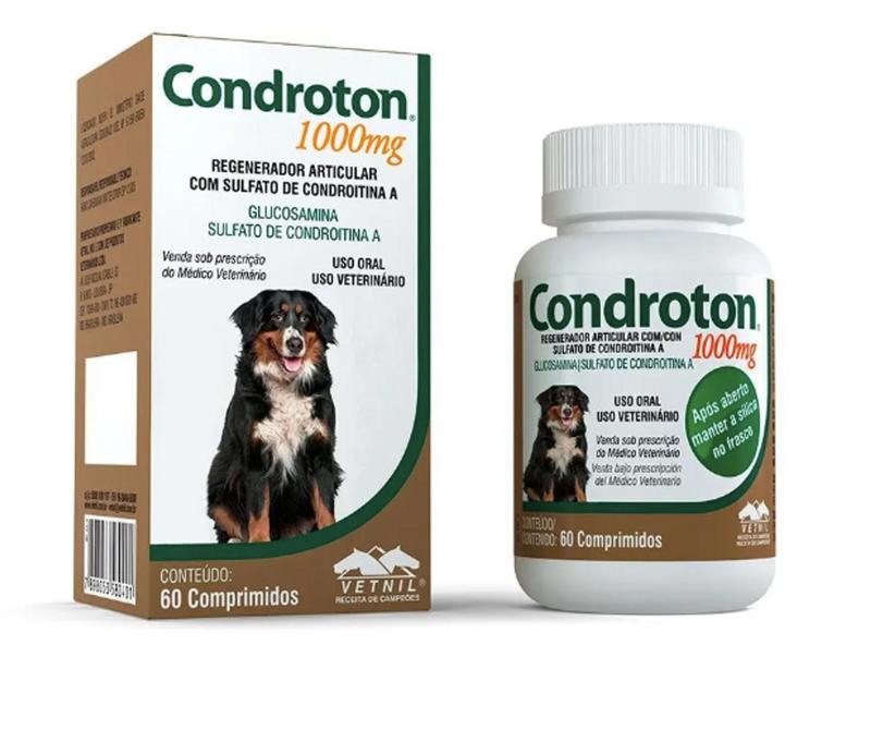Condroton 1000 mg Regenerador Articular 60 Comprimidos - Vetnil ...