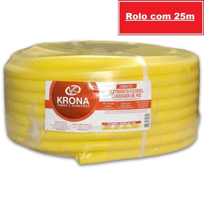 Conduíte Corrugado 1/2 Polegada 20Mm 25 Metros Amarelo Krona - Conduíte ...