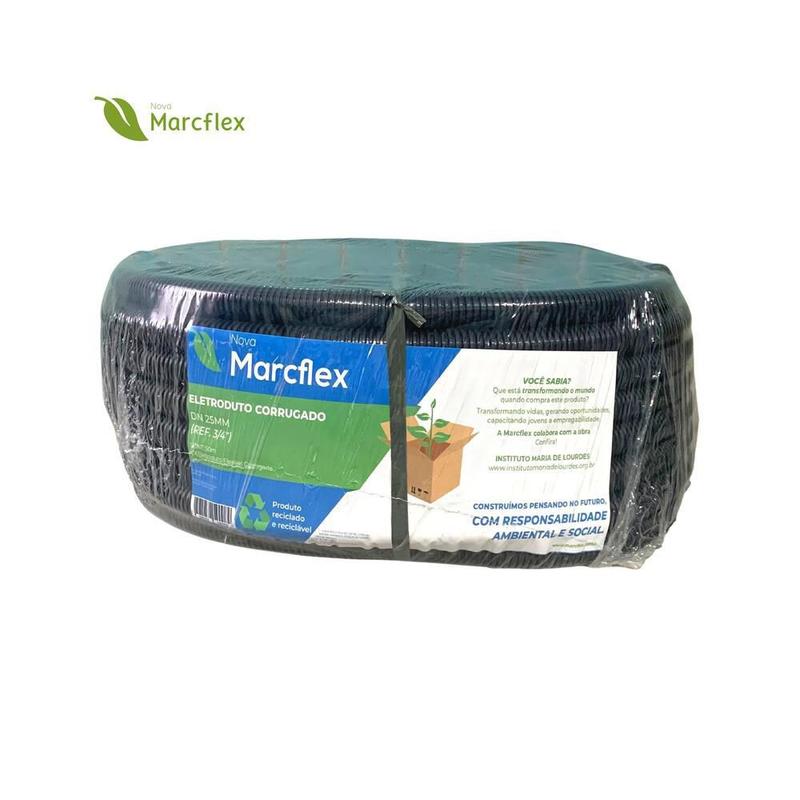 Conduíte Corrugado Reforçado 3/4 Rolo 50 metros 25mm Preto - Marcflex ...