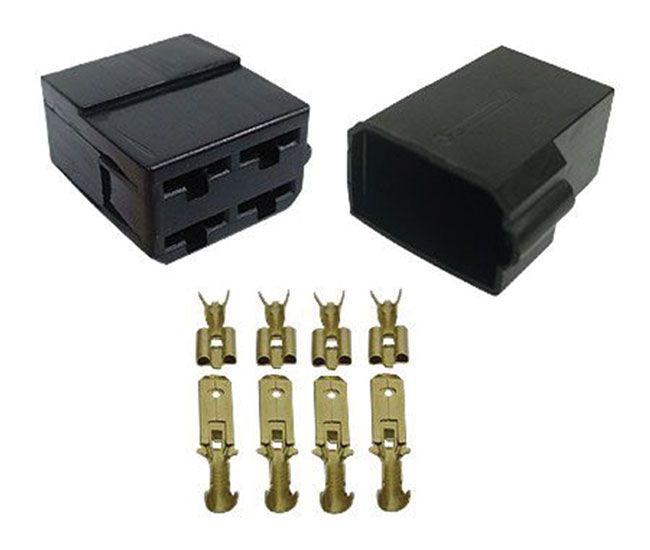 Conector 4 Vias Macho/femea Com Terminais 10 Conjuntos - HERMES ...
