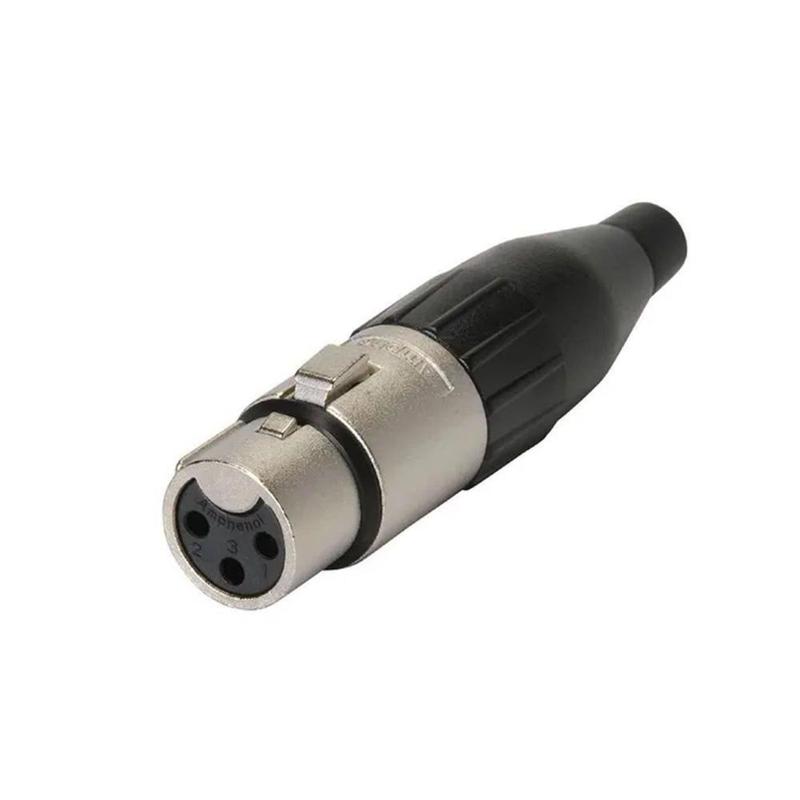 Conector Canon Fêmea 3 Pinos Linha - Preto/Prata - AMPHENOL - Plugs e ...