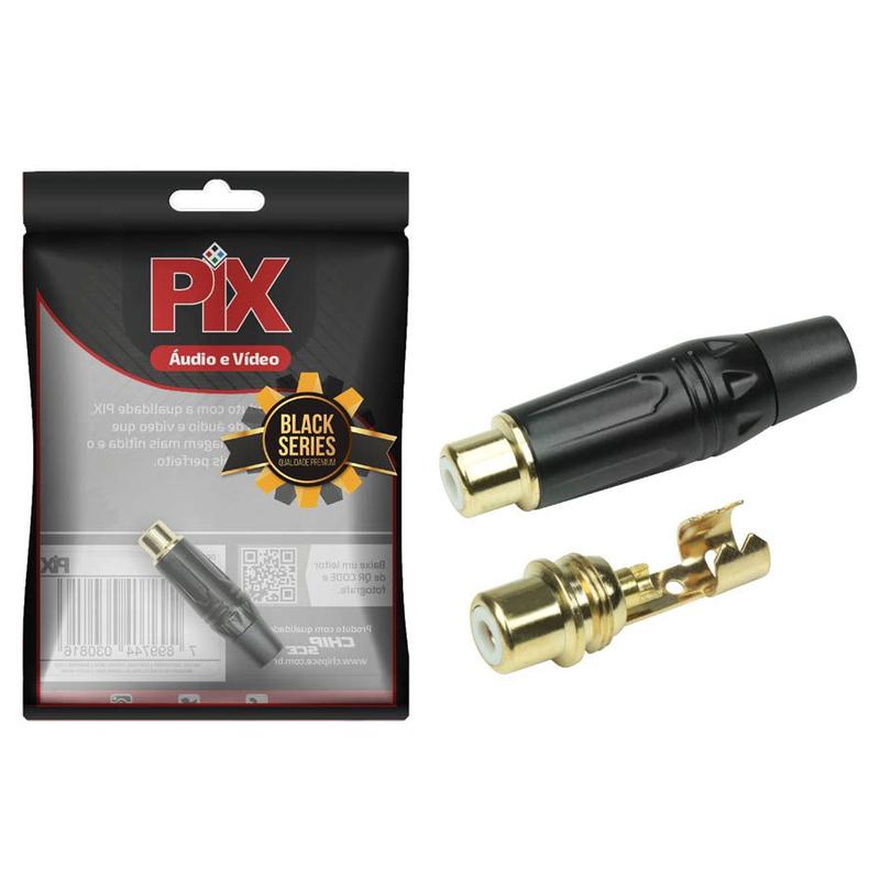 Conector Plug Rca 4mm Profissional Top De Linha Preto - PIX - Plugs e ...