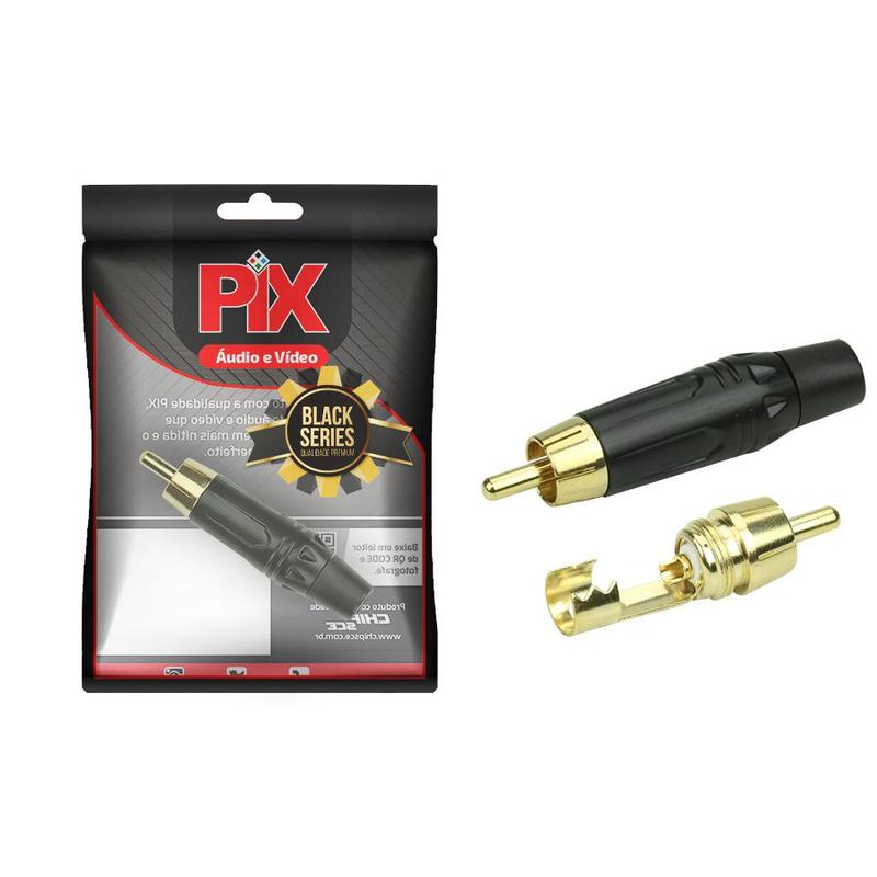 Conector Plug Rca 4mm Profissional Top De Linha Preto - PIX - Plugs e ...