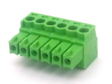 Conector Verde Multipolar AK1550-06 Fêmea de 6 vias - Passo 3.5mm ...