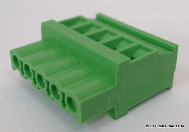Conector Verde Multipolar AKZ1110.03 Fêmea de 3 vias - Passo 5,08mm ...