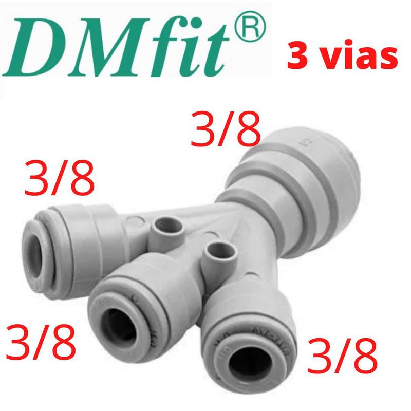 Conexao rapida divisor 3 vias sendo 1 entrada tubo 3/8 x 3 saidas 3/8 DMFIT Engate Tubo Chopp ...