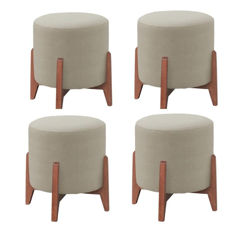 Conjunto 04 Puff Redondo Thor Linho Sala de TV Straso - Straso Decor ...