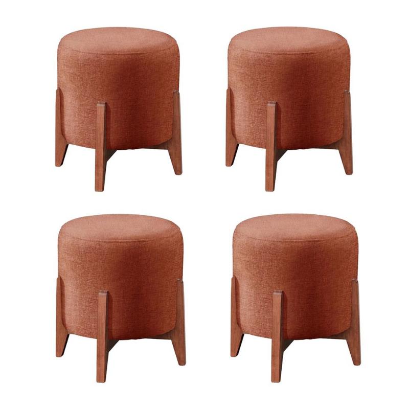 Conjunto 04 Puff Redondo Thor Linho Sala de TV Straso - Straso Decor ...