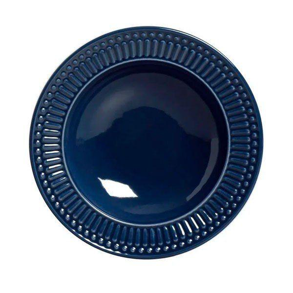 Conjunto 06 Prato Fundo Azul 22 cm de Cerâmica Roma Deep Blue Porto ...