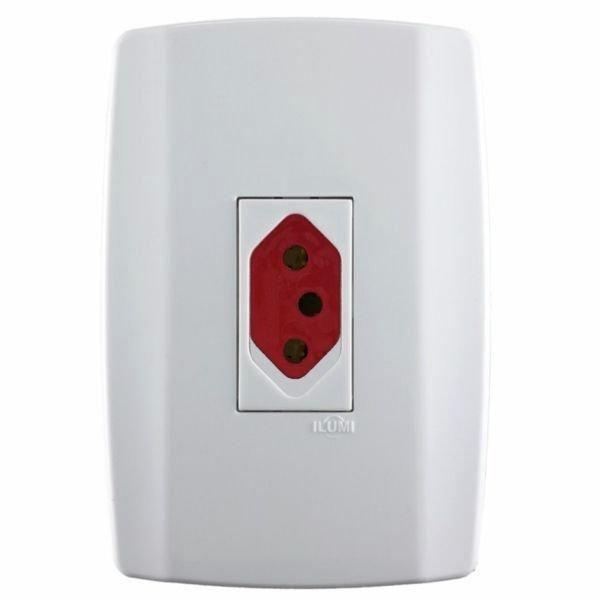 Conjunto 1 Tomada Vertical Vermelha 20A - Ilumi Slim - 80142 - Espelho ...