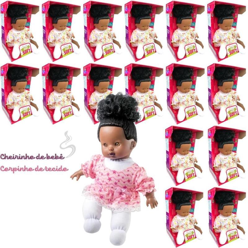 Conjunto 16 Bonecas Hair Soft Negra em Vinil e Tecido Milk - Bonecas ...